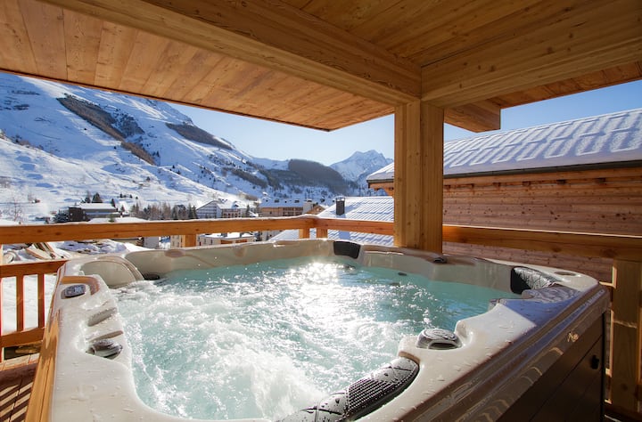 Terrasse Panoramique Avec Bain à Remous | Sauna - Les Deux Alpes