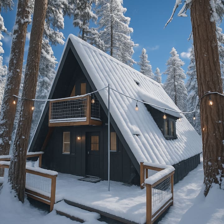 Modern Black A-frame Overlooking A Meadow W/ Ac! - Shaver Lake, CA