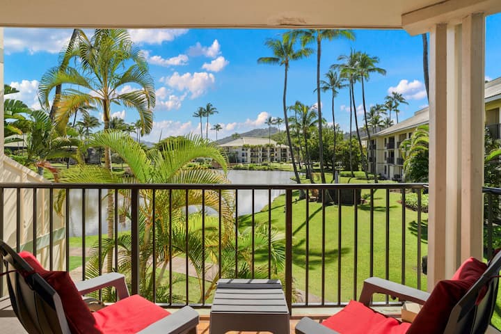 Kauai Beach Villas E-15 View The Freshwater Lagoon - Kalapaki Beach, HI