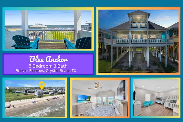 Blue Anchor- 2nd Row With Beach Front Views-5 Bedr - Crystal Beach