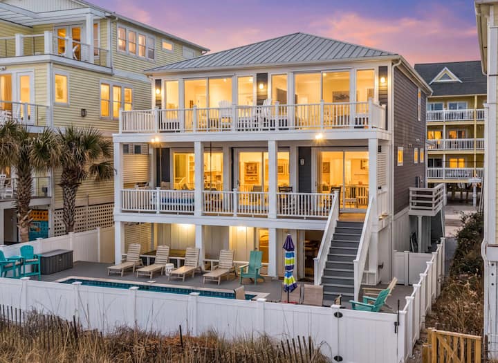 6br Oceanfront-private Heated Pool-hot Tub-sauna - Carolina Beach