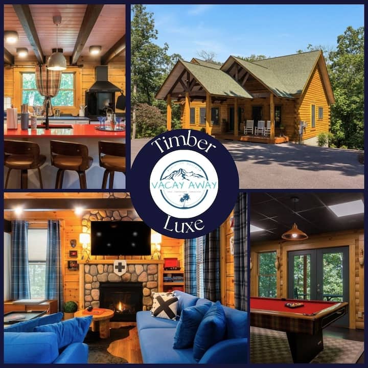 Chic Designer Log Cabin Hot Tub + Pool Table+decks - Massanutten, VA