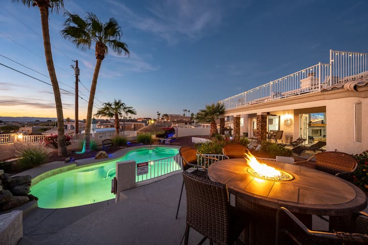 Rooftop Lake Views + Pool, Spa Sleeps 10 - Lake Havasu City, AZ