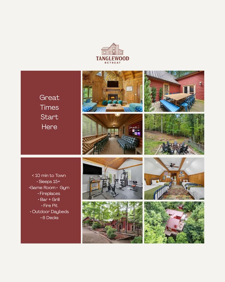 Large-groups L<10m Town•gamerm•gym•firepit•6 Decks - ブルー・リッジ, GA