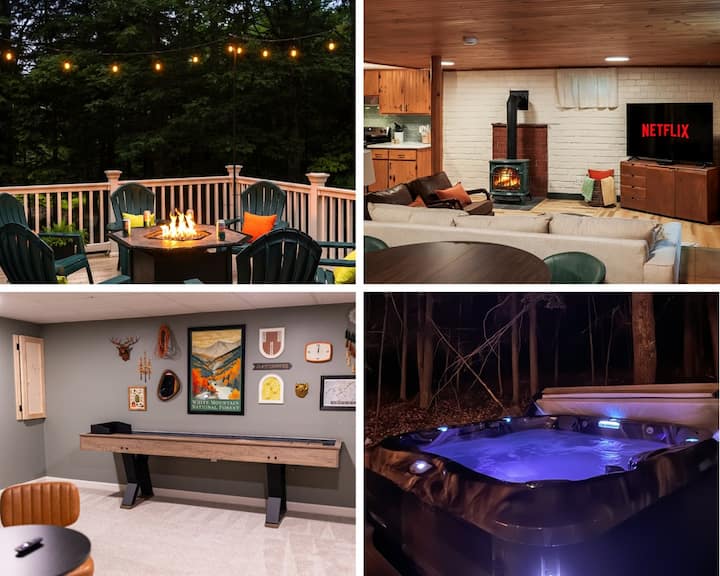 Hot Tub|fire Pit|game Rm|fire Pl|1acre Wooded Lot - Conway, NH