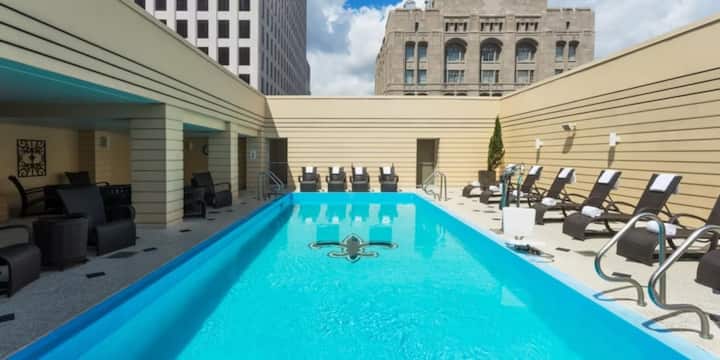French Quarter Glamour + Rooftop Pool & Dining - New Orleans, LA