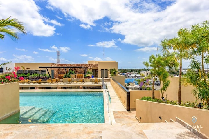 Chic Downtown Syrena, Rooftop, Pool, Balcony & Gym - Playa del Carmen