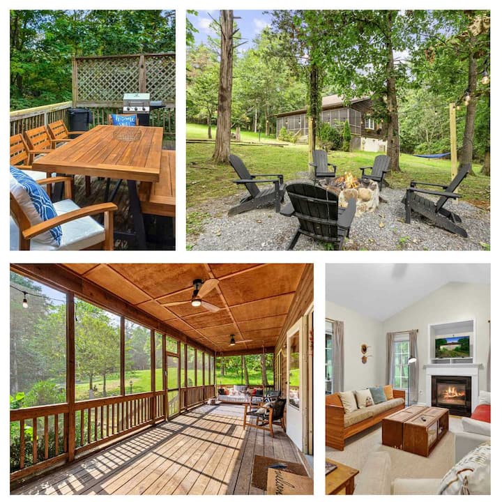 Screened Porch W/swing, Fire Pit, Grill & Deck - Shenandoah River State Park, Bentonville