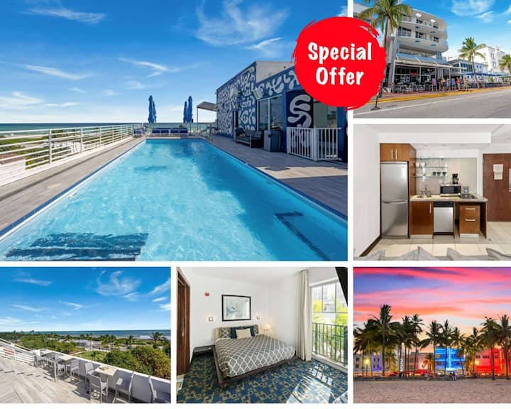 Ocean Drive One-bedroom Apartment + Rooftop Pool - Miami Beach, FL