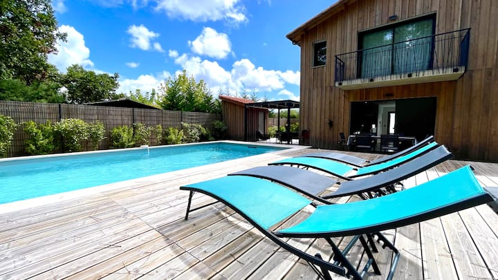 Maison Bois & Piscine En Lisière De Forêt - Lacana - Lacanau