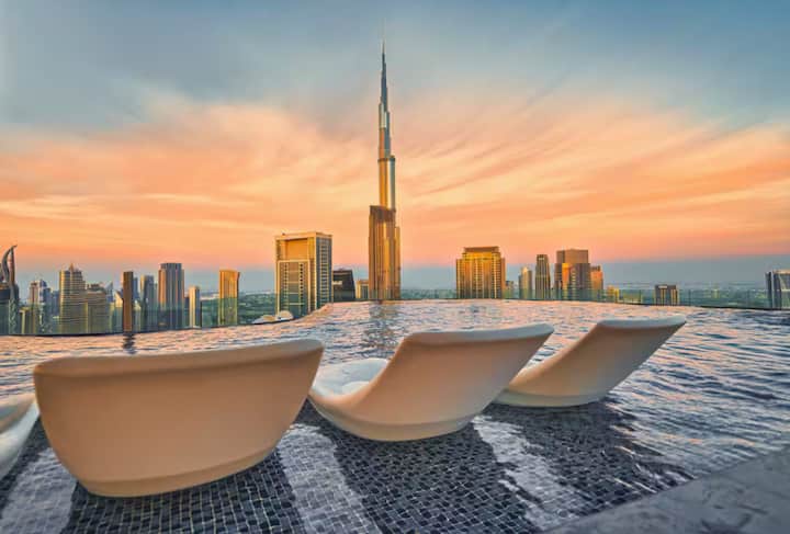 Stunning Burj Khalifa View | Highest Infinity Pool - Dubai