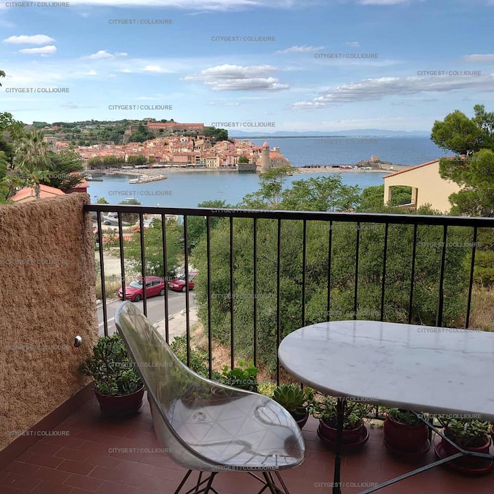 5hc61 - Appartement T3 Superbe Vue Mer Avec Piscin - Collioure