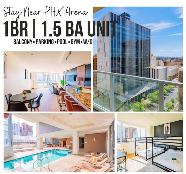 Stay Near Phx Arena | Pool,gym,balcony,parking,w/d - Phoenix-Sky-Harbor Airport (PHX)