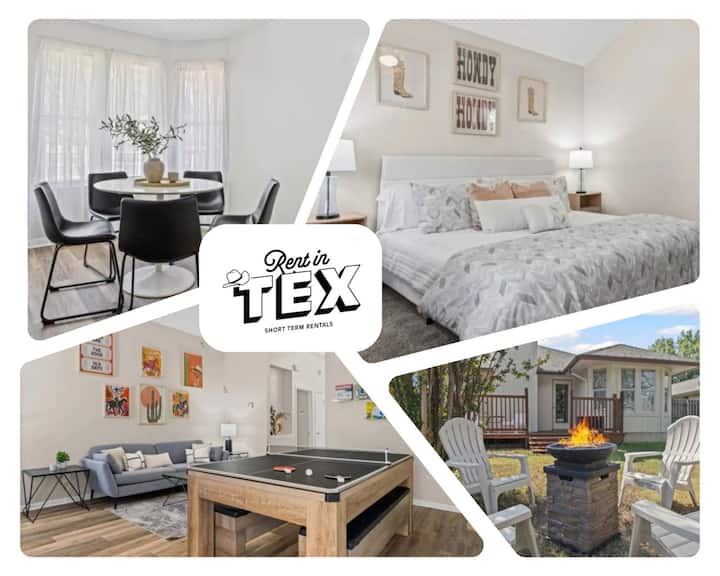 Chic & Fun Stay | Games, Fire Pit, Deck & Fitness - Leander, TX
