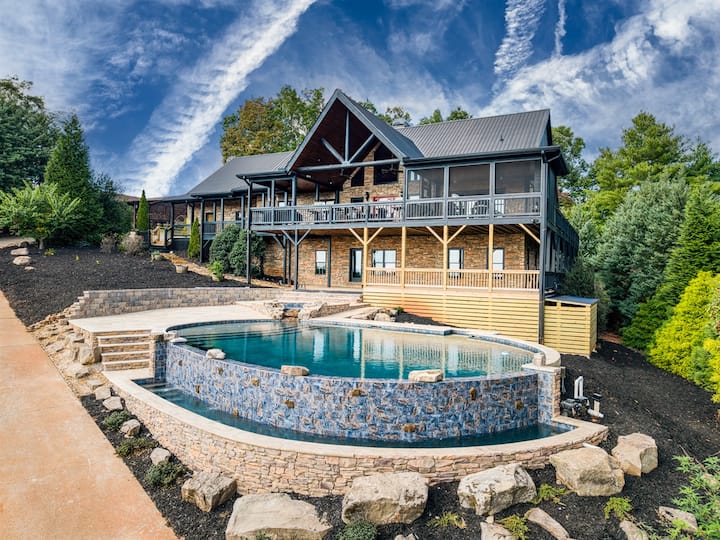 Heated Pool, Spa, Theater, Mountain View, Sleep 20 - Blue Ridge, GA