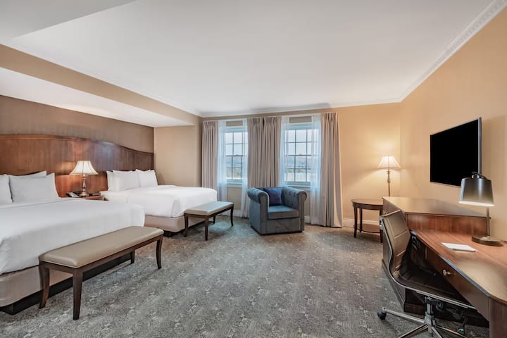 Americus Hotel | 2 Queen Room | Downtown Stay - Allentown, PA