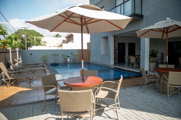 Apto Com Piscina E 2 Suítes A 100m Da Praia - Japaratinga