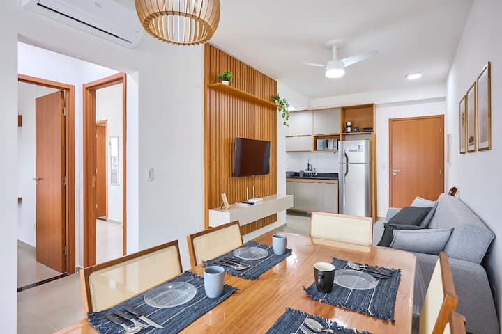 Af-80 Itaguá: Apto Novo C/ Piscina, Varanda E Ar - Ubatuba
