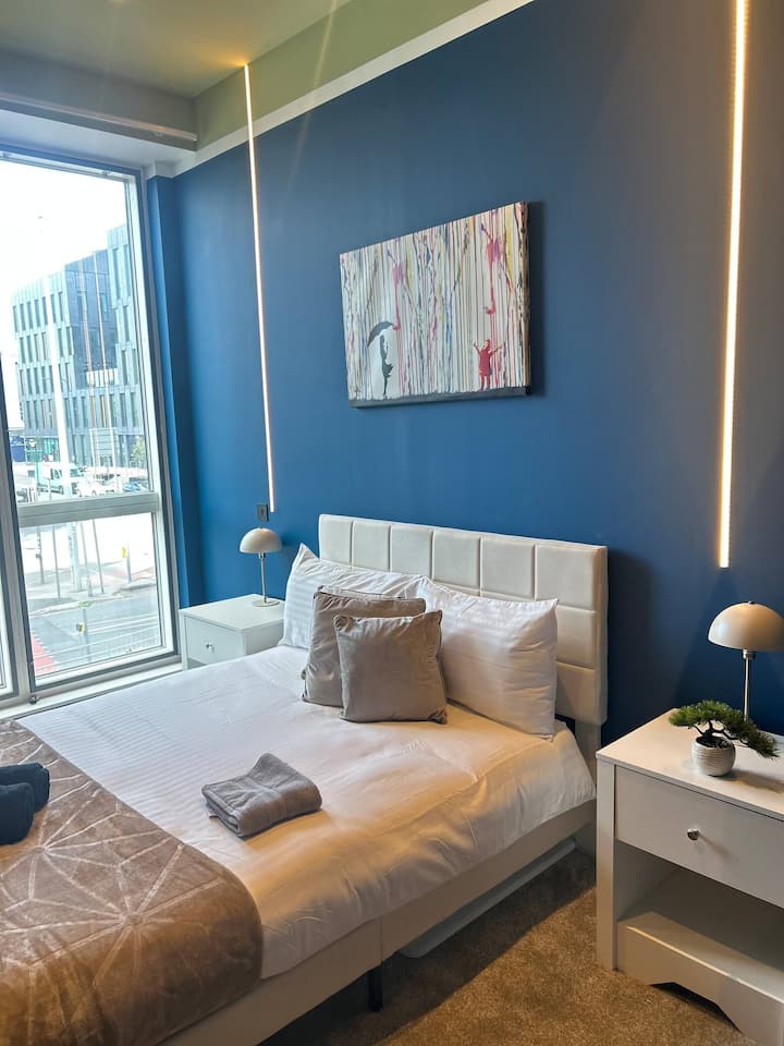 Appartement Moderne Bleu En Ville, à Côté De L'ao - Manchester