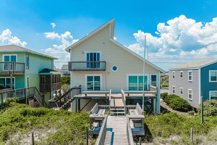 4br Oceanfront | Balcony | Game Room | Topsail - Topsail Beach, NC