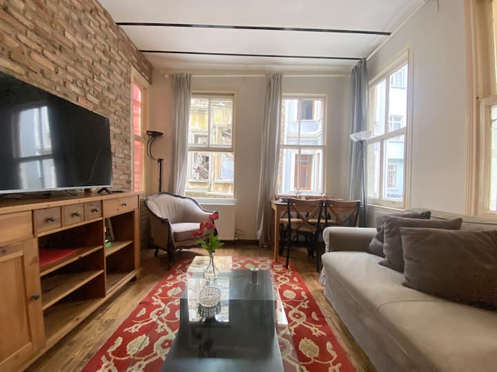 Rustic Beyoğlu Flat | 2br W/ Brick Walls - Stambuł