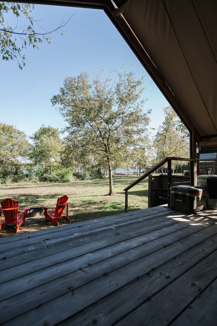 Lakefront Glamping Safari Tent #8: The Careyes - Bastrop, TX