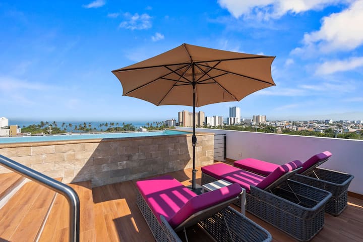 Boho 2 Br Condo - Dowtown - Rooftop Pool - Jacuzzi - Puerto Vallarta