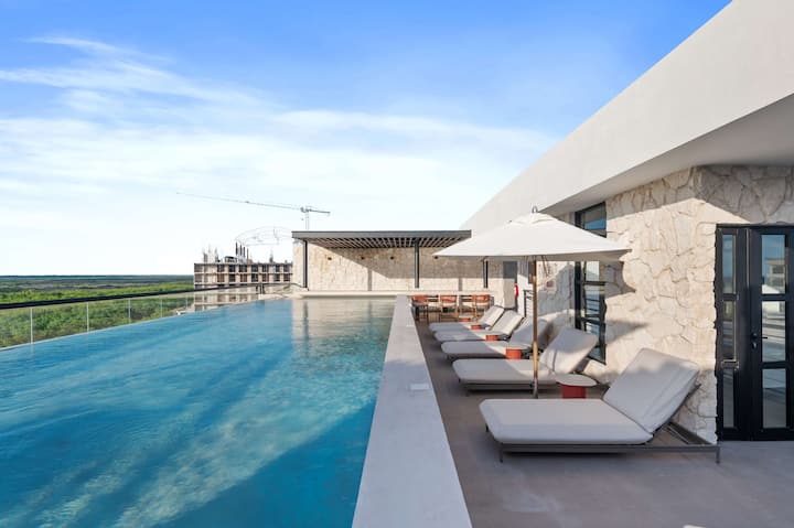 Strela: Penthouse With Jacuzzi And Ocean View - Puerto Morelos