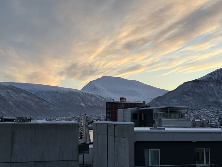 Moderne Sentral Toppleilighet Med Utsikt Til Fjell - 