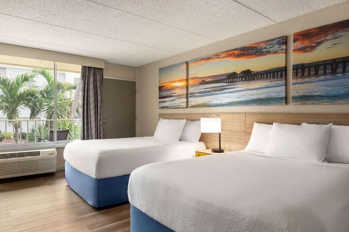 2 Queen Beds | Days Inn Cocoa | Kitchenette - Cape Canaveral, FL