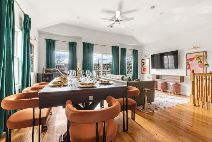 Designer 3br | Pool Table | Sleeps 10 | Near Nyc - 霍博肯