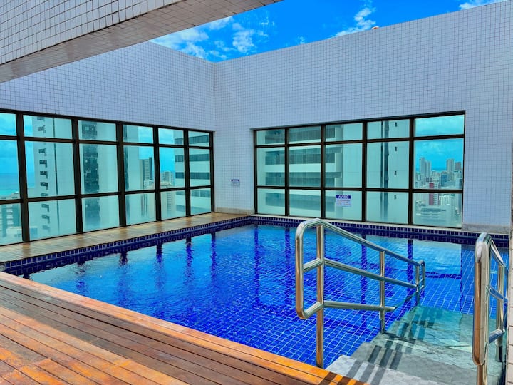 Flat 8 Min Praia, A/c Sala E Quarto, Recepção 24h - Recife