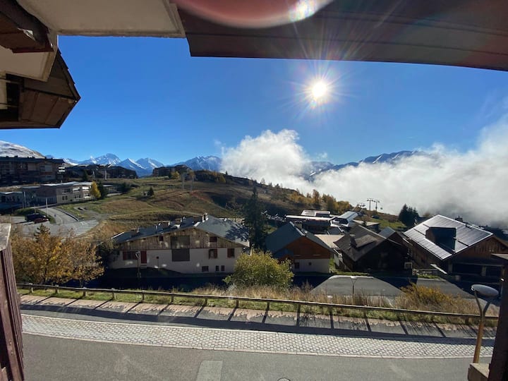 Chez Nathalie, Studio Pour 4 Avec Vue Waow En Plei - Le Bourg-d'Oisans