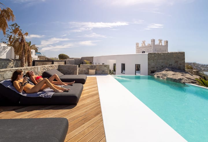 Mykonos Town Black Villa With Cave Heated Pool - Mykonos