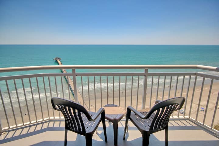 2br Oceanfront 17th-floor | Balcony | Pool - Cherry Grove Beach, SC