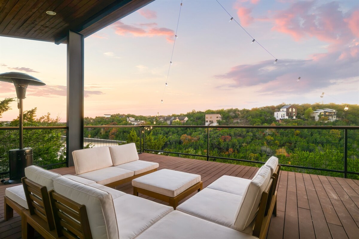 Moderna casa de campo en la colina ~ Vistas al atardecer y barbacoa ...