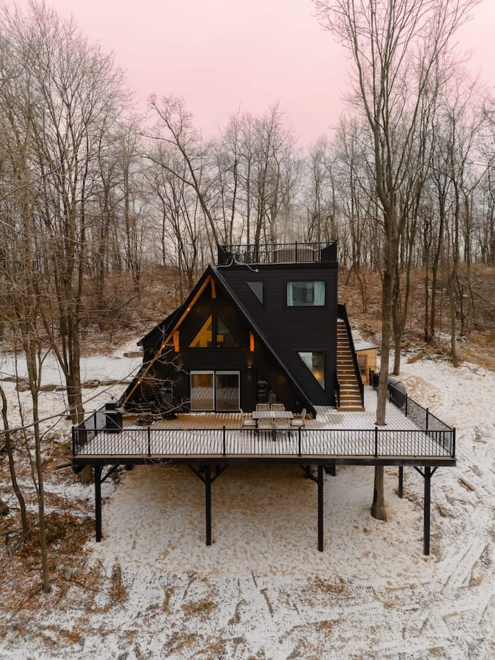 Mountain-top A-frame Retreat | Rooftop Hot Tub - Pillow