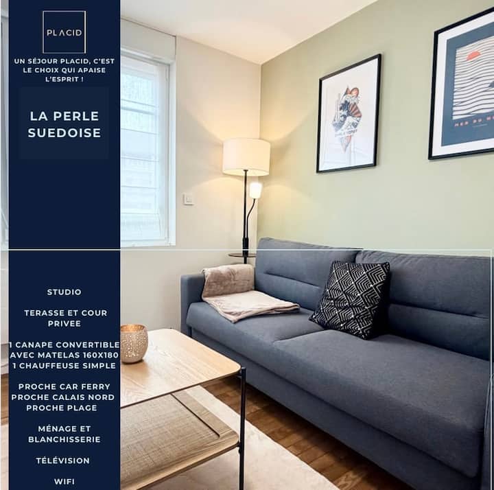 La Perle Suédoise -Studio -Terrasse Et Cour Privée - Calais