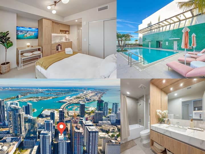 Modern Mia Worldcenter Studio With Balcony, Pool & - Miami, FL
