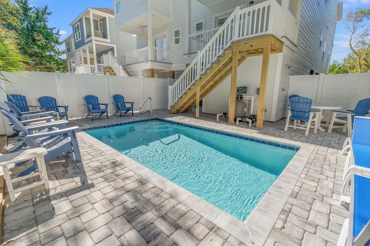 6/6.5 Home Sleeps 18, Private Pool, Steps To Beach - Surfside Beach, SC