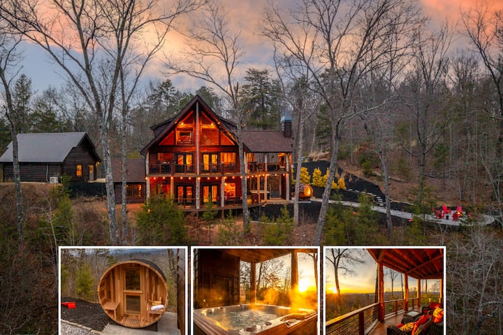 Pano Views*new Luxury Cabin*hot Tub*sauna*fire Pit - Blue Ridge, GA