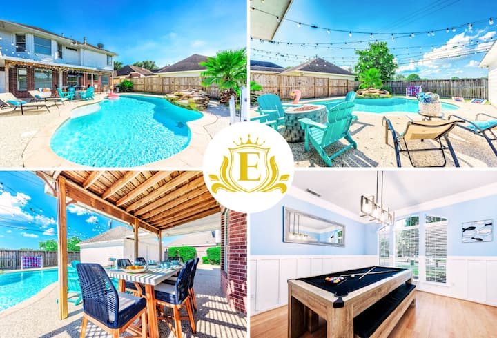 Luxe 5br W/ Pool • Fire Pit Fun • Bbq • Game Zone - Pearland