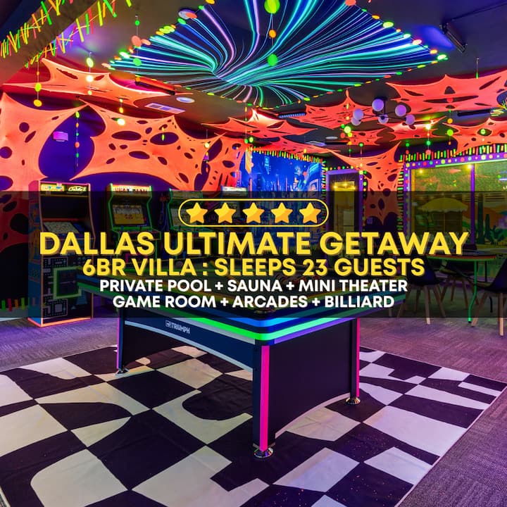 [New] 6br Pool Villa | Sauna | Game Room | Theater - Dallas, TX