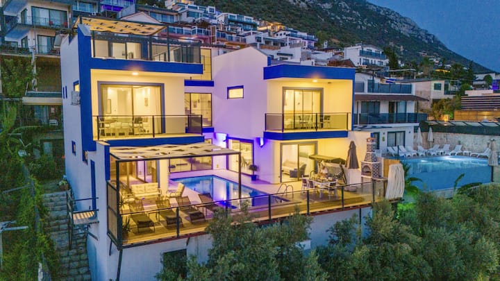Kalkan 3+1 Sea View Villa Indoor/outdoor Pool - Kalkan