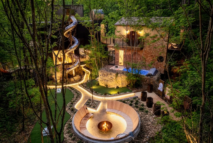 4-story Slide, Swim Spa, Glow Golf & Rope Bridges - Pigeon Forge, TN