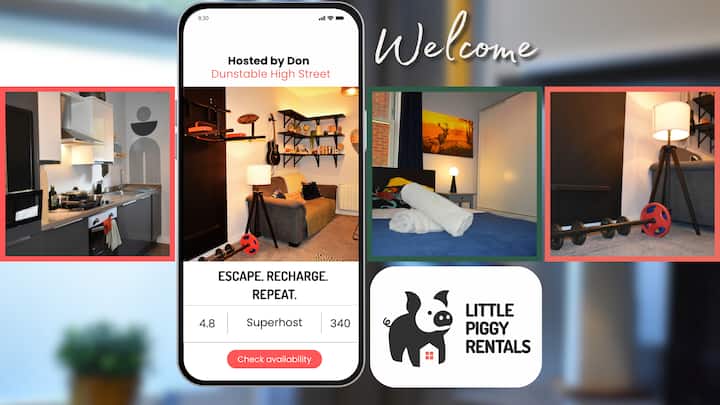 Home-gym, Pro Workspace & Parking: High Street 1br - Dunstable