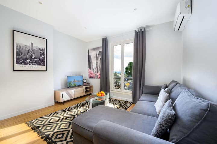 Lx215 T2 Rénové Climatisé, Vue Mer – 10 Min Plage - Cannes