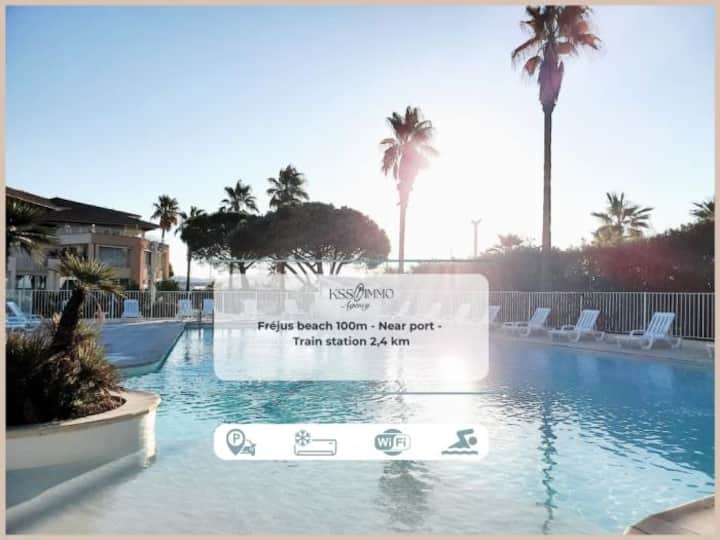 Studio - 100m De La Mer - Parking - Piscine - Fréjus
