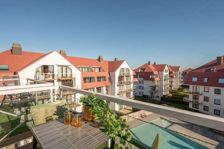 Sunny Studio With Terrace & Pool Near The Beach - Nieuwpoort