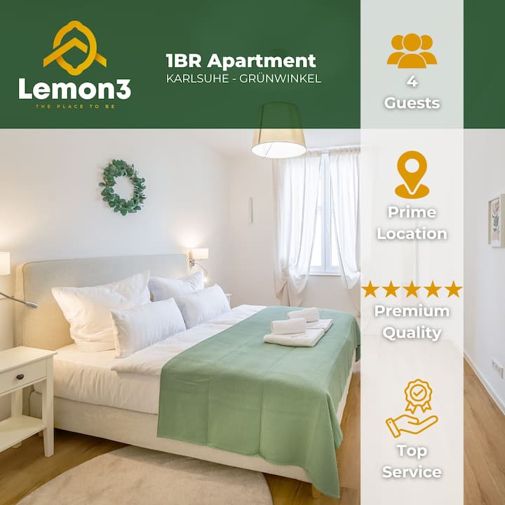 Lemon3: 1 Bedroom Apartment With Balcony - Karlsruhe